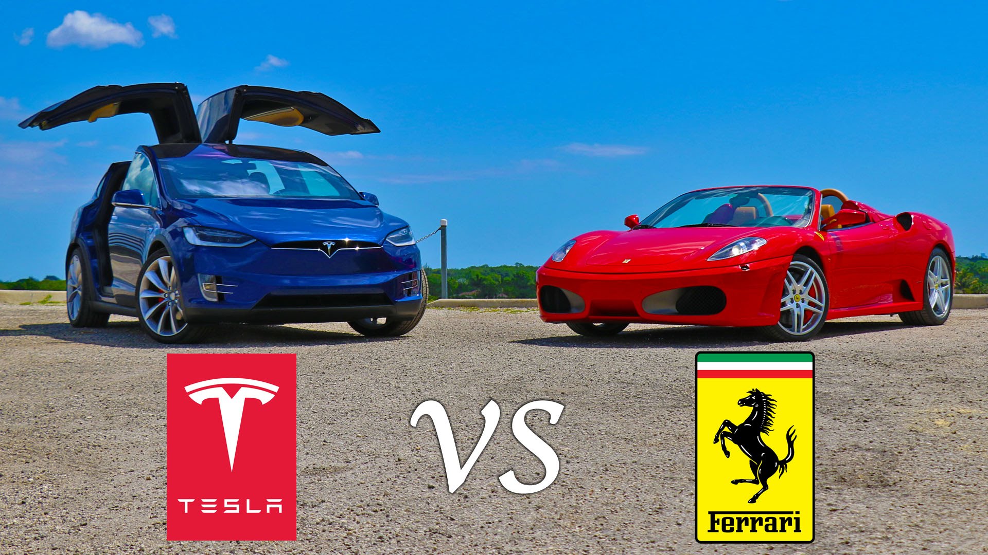 Tesla Model X vs. Ferrari F430 Spider